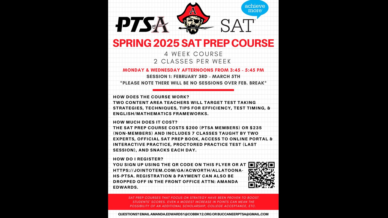 PTSA's Spring SAT Prep Class Now Enrolling!